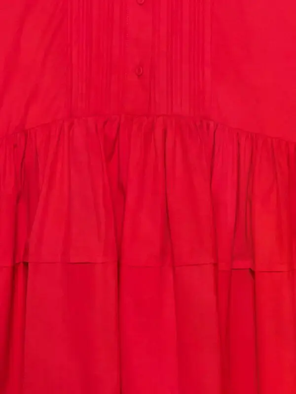 SEMICOUTURE Pleated Half-button Midi Dress - Red