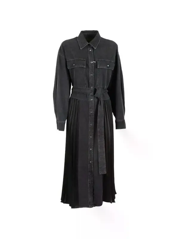 Max Mara Belted Pleated Shirt Dress - Black