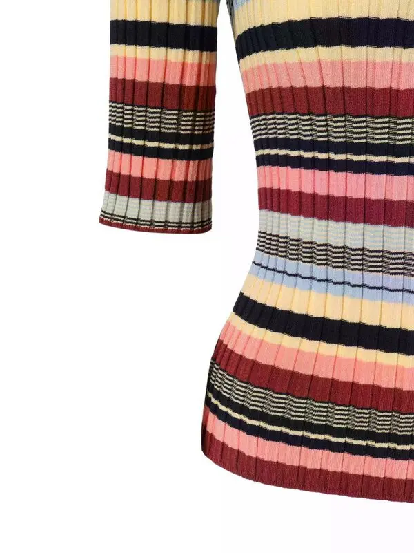 Max Mara Striped Cropped-sleeve Top
