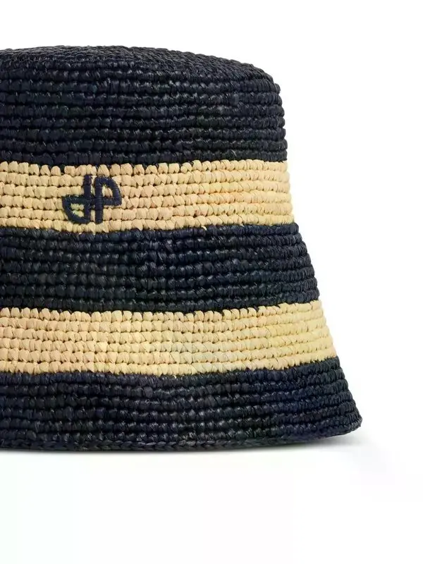 PATOU Striped Logo Embroidered Bucket Hat