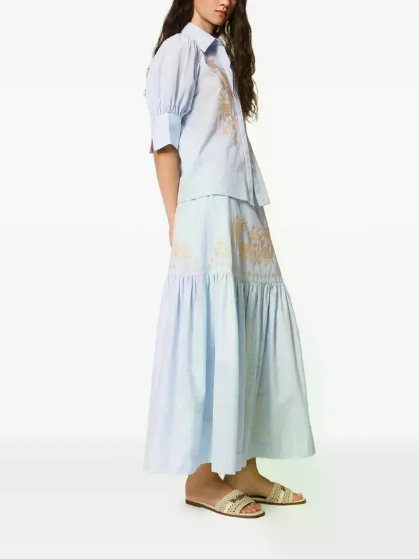 TWINSET Embroidered Pinstripe Maxi Skirt