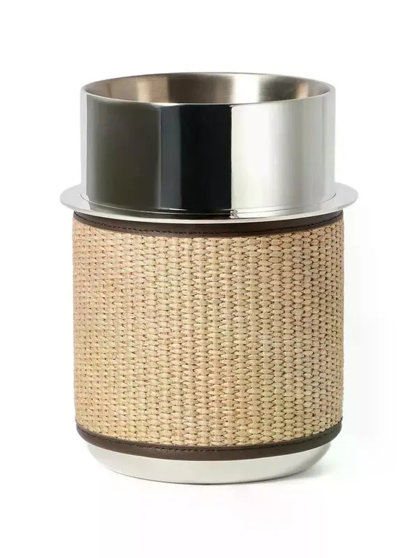 Brunello Cucinelli Silver-plated Steel And Techno Raffia Glacette - Neutrals