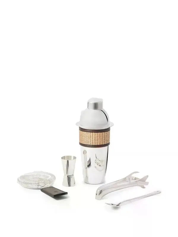 Brunello Cucinelli Plated Steel And Techno Raffia Cocktail Set - Silver
