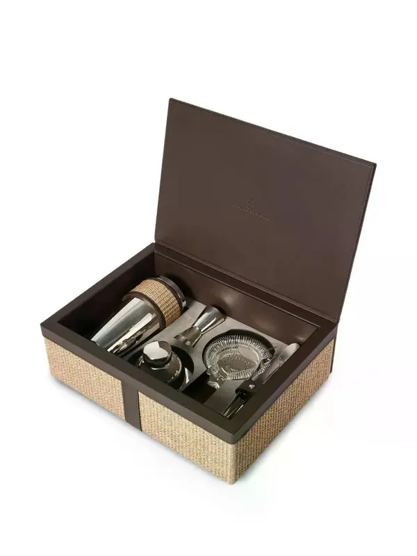Brunello Cucinelli Plated Steel And Techno Raffia Cocktail Set