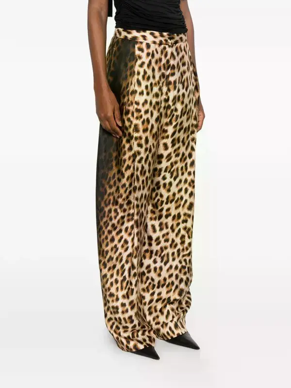 Sportmax Leopard-print Silk Trousers - Neutrals