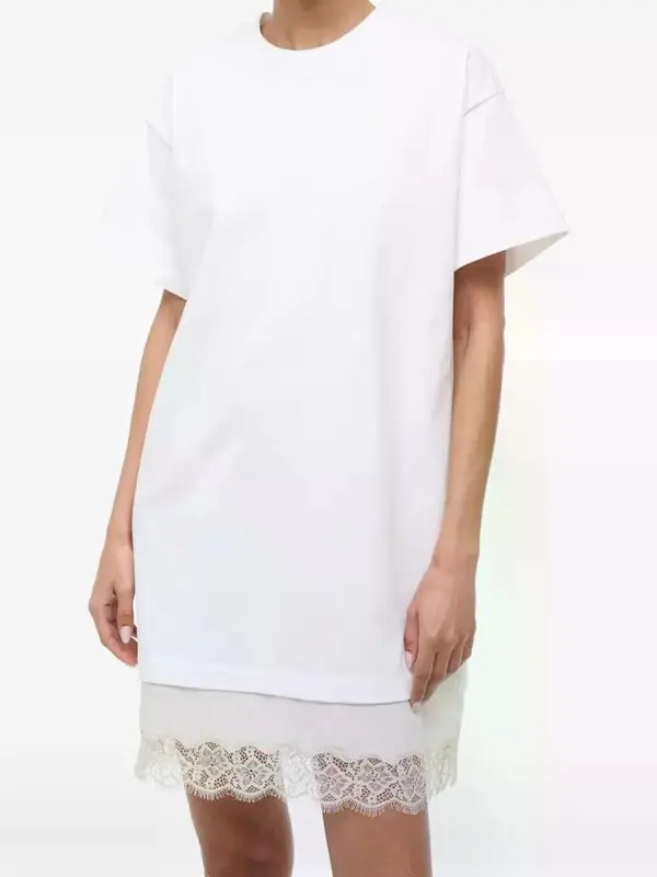 Staud Grier Lace-trim Mini Dress - Neutrals