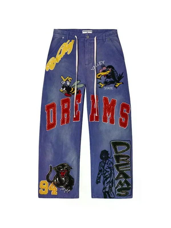 VALE FOREVER Appliqué Work Trousers - Blue