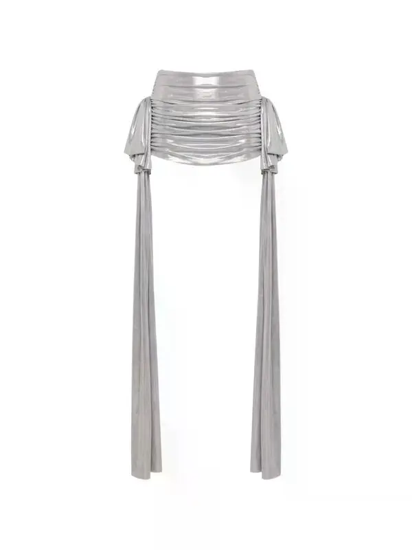 Norma Kamali Bill Pickleball Mini Skirt With Bow Detail - Silver