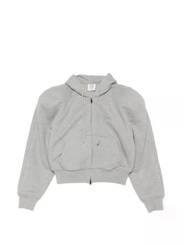 Vetements Jersey Zip Hoodie With Drawstring Hood And Embroidered Logo