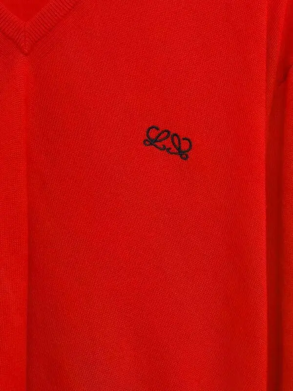 Loewe Twisted V-neck Long Sleeve Sweater - Red