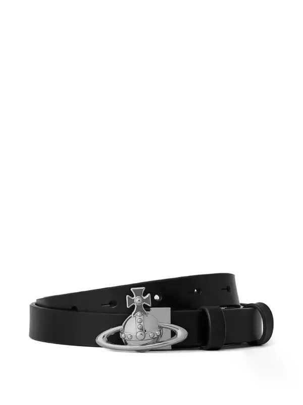 VIVIENNE WESTWOOD Orb Buckle Leather Belt - Black