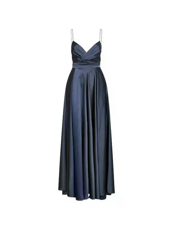BLANCA VITA Draped V-neck Dress - Blue