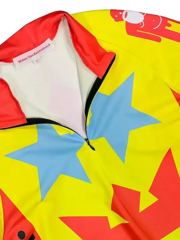 WALTER VAN BEIRENDONCK Graphic Print Zip Top - Yellow