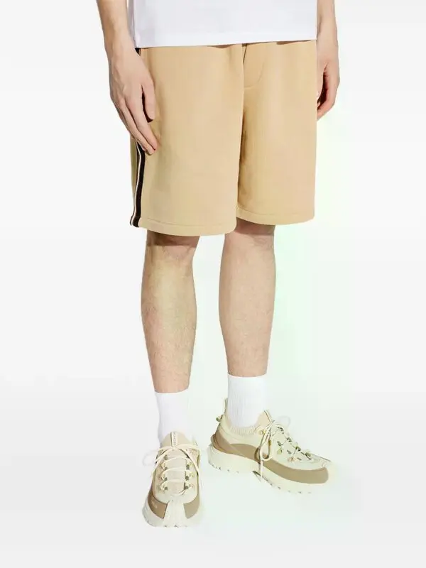 Moncler Drawstring Cotton Shorts With Side Stripe Detail