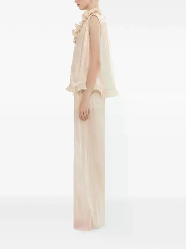 NISSA Sleeveless Ruffled Chiffon Top - Neutrals