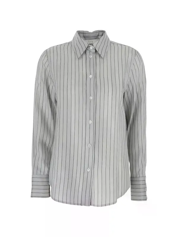 TELA Striped Shirt With Classic Collar - Grey