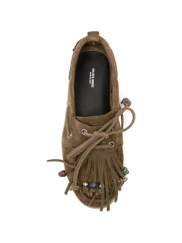 GOLDEN GOOSE Fringed Suede Cruise Loafers - Brown