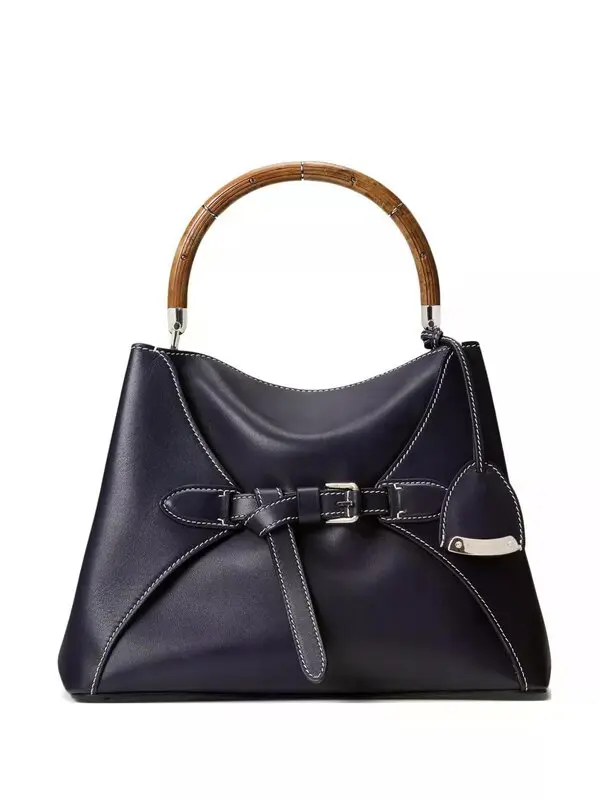 Ralph Lauren Wood-handle Leather Tote Bag - Blue