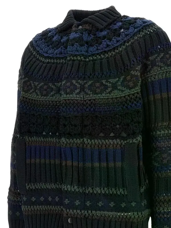 Sacai Cardigan With Crochet Panelling