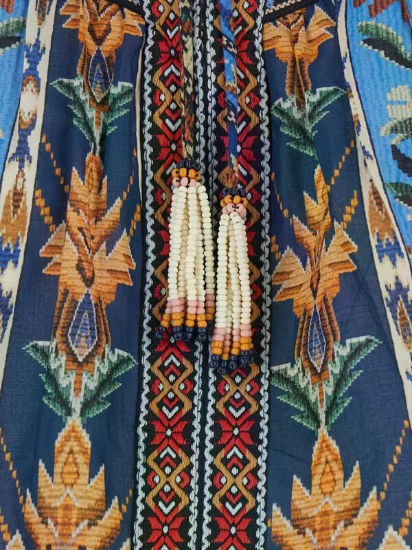 Farm Rio Tassel Detail Printed Top