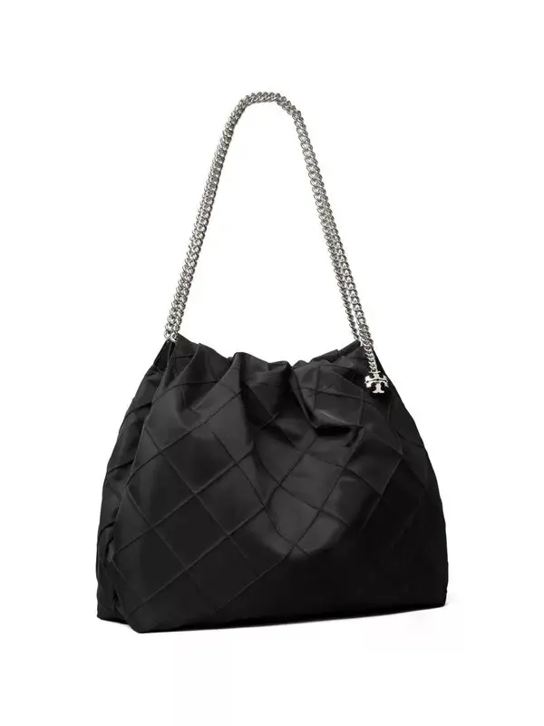 Tory Burch Fleming Quilted Nylon Shoulder Bag - Black