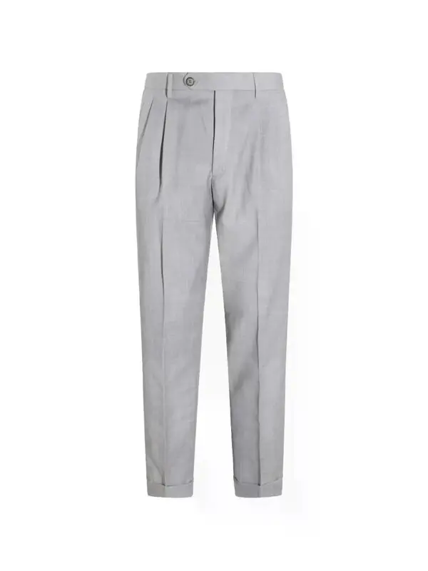GTA Luca Pleated Cuffed Trousers In Pearl Virgin Wool - Grey