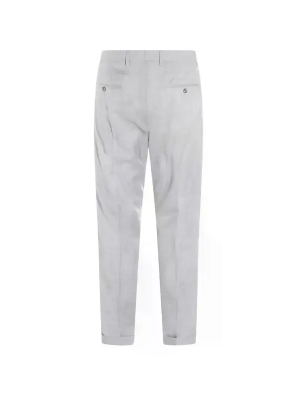 GTA Luca Pleated Cuffed Trousers In Pearl Virgin Wool