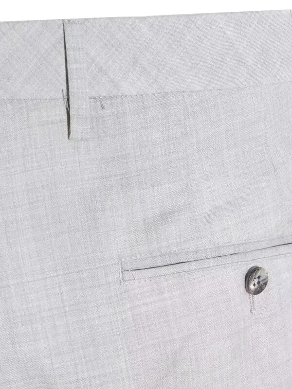 GTA Luca Pleated Cuffed Trousers In Pearl Virgin Wool