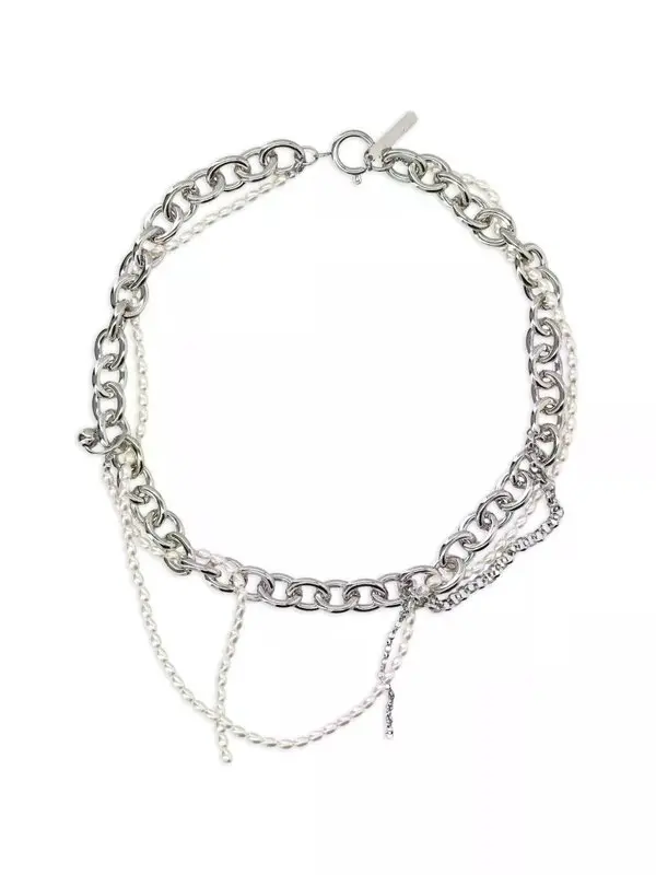 JUSTINE CLENQUET Layered Chain Necklace With T-bar Fastening - Silver