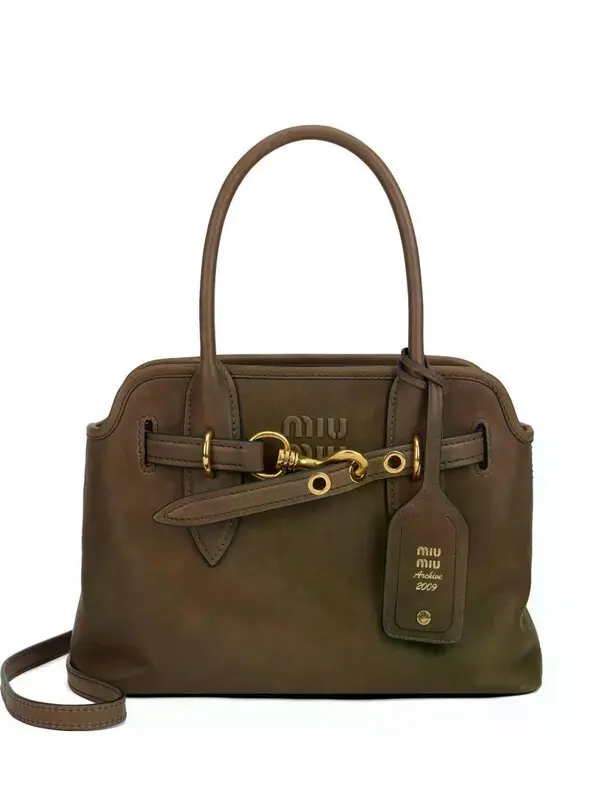 Miu Miu Adventure Leather Tote Bag - Brown