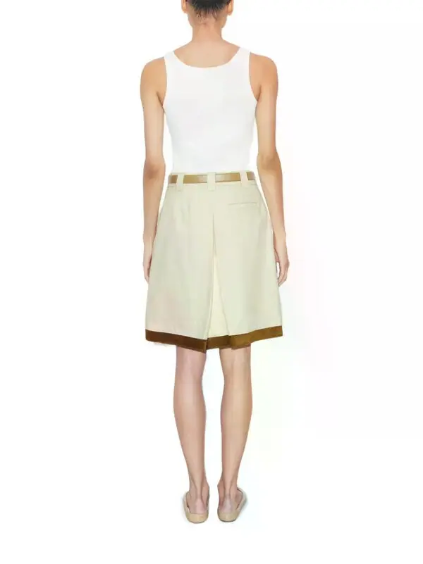 Tory Burch Ecru Cotton Skirt With Suede Trim