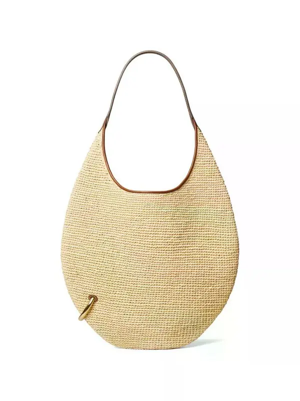 Tory Burch Pierced Raffia Shoulder Bag - Neutrals