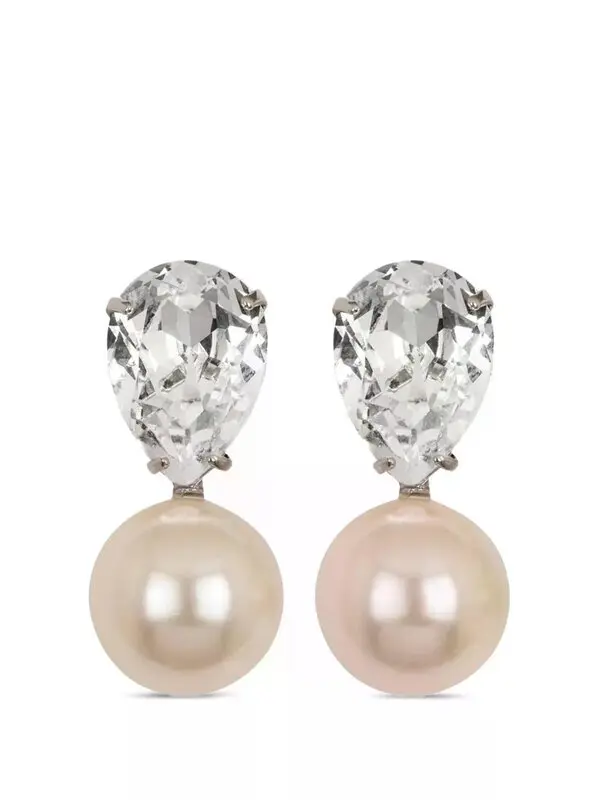 JENNIFER BEHR Cimone Crystal Earrings With Faux Pearl - Silver