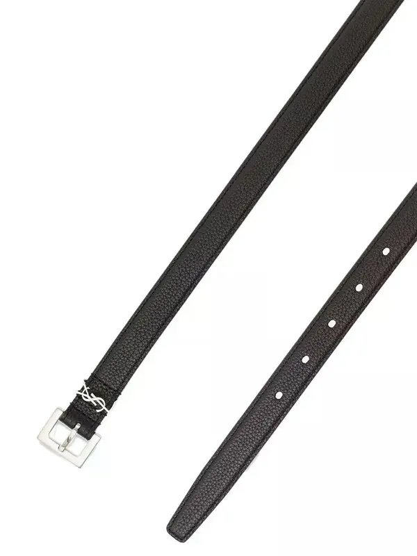 Saint Laurent Cassandre Grained Leather Belt