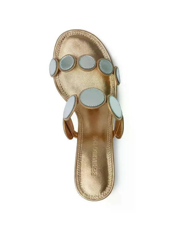 Bernardo Prya Embellished Kitten Heel Sandals - Silver