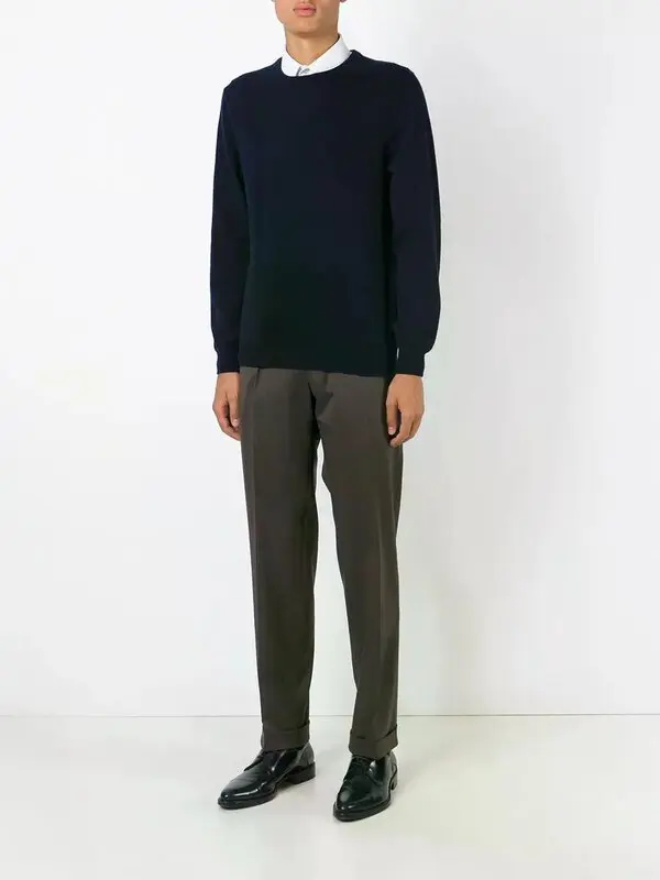 Canali Tailored Stretch Wool Trousers - Brown