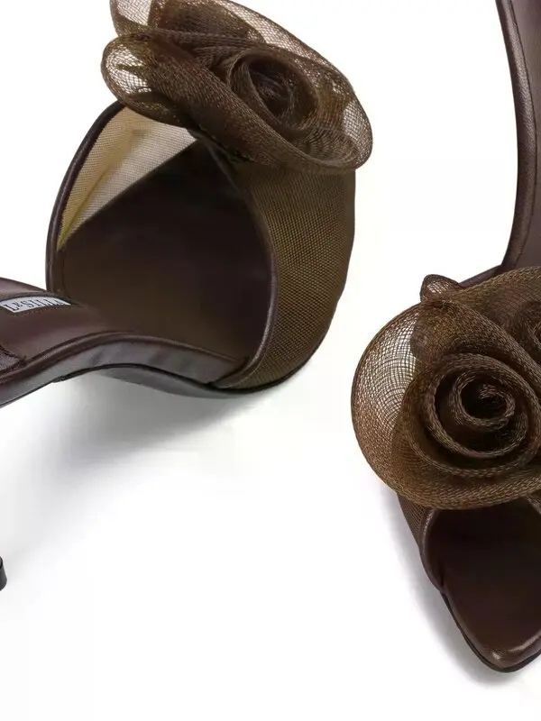 LE SILLA Rose Embellished Stiletto Mules - Brown