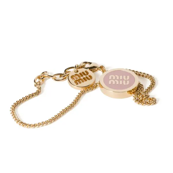 Miu Miu Enameled Metal Bracelet With Logo Detail - Orchid Pink