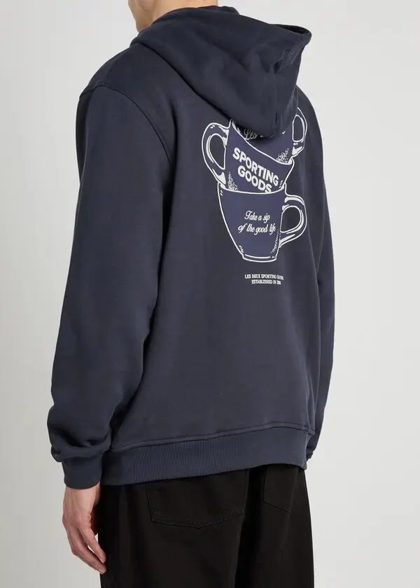LES DEUX Graphic Print Hooded Cotton Sweatshirt