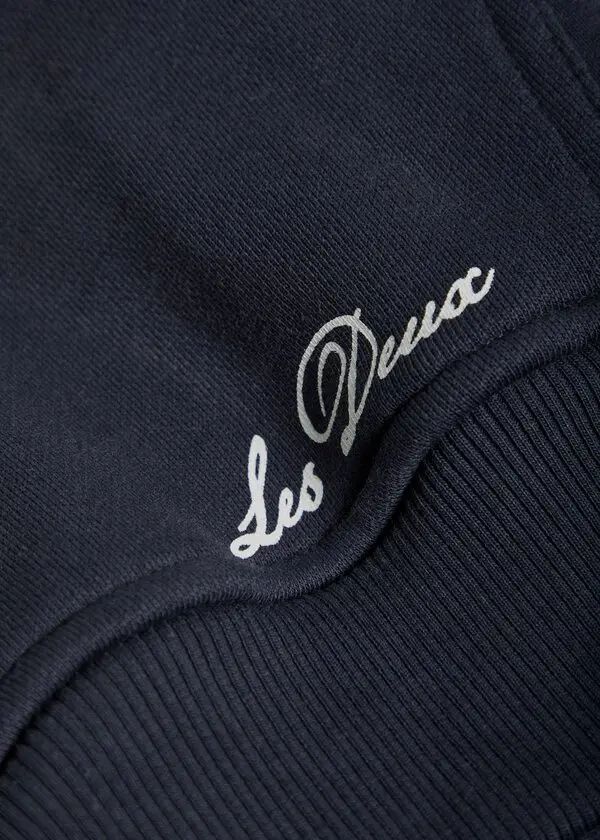LES DEUX Graphic Print Hooded Cotton Sweatshirt