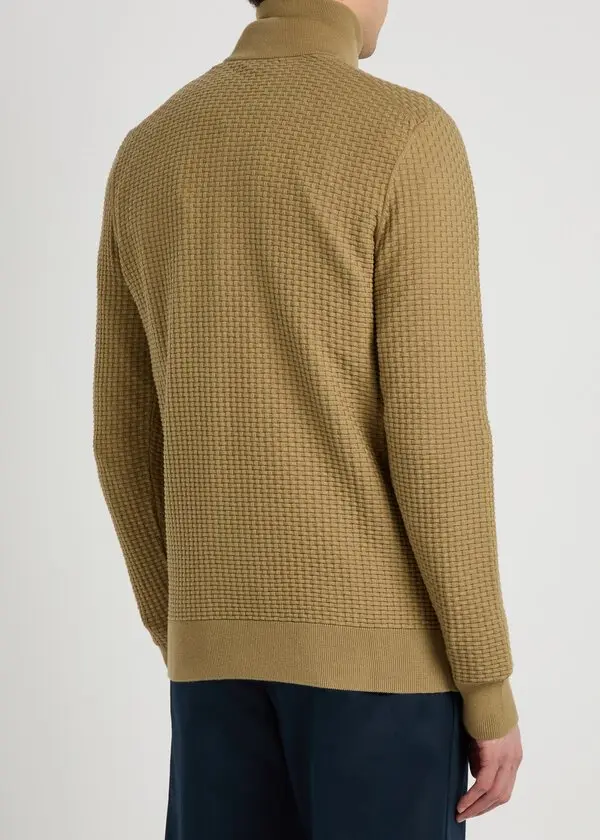 BOSS Textured Half-zip Cotton Jumper