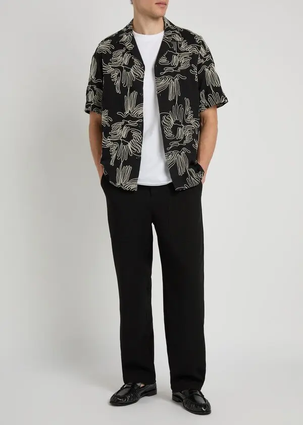 LES DEUX Liam Embroidered Cotton-blend Shirt