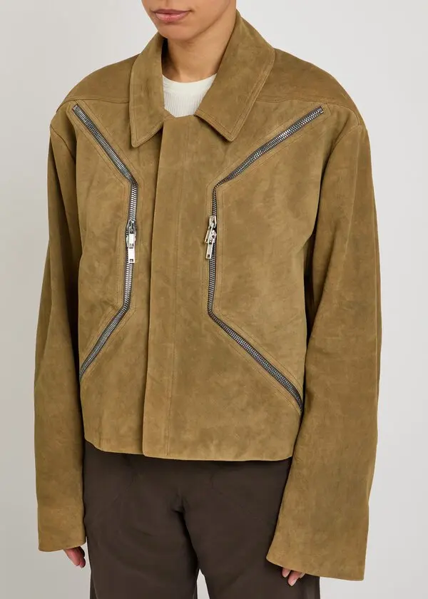 Rick Owens Suede Zip-up Jacket - Brown