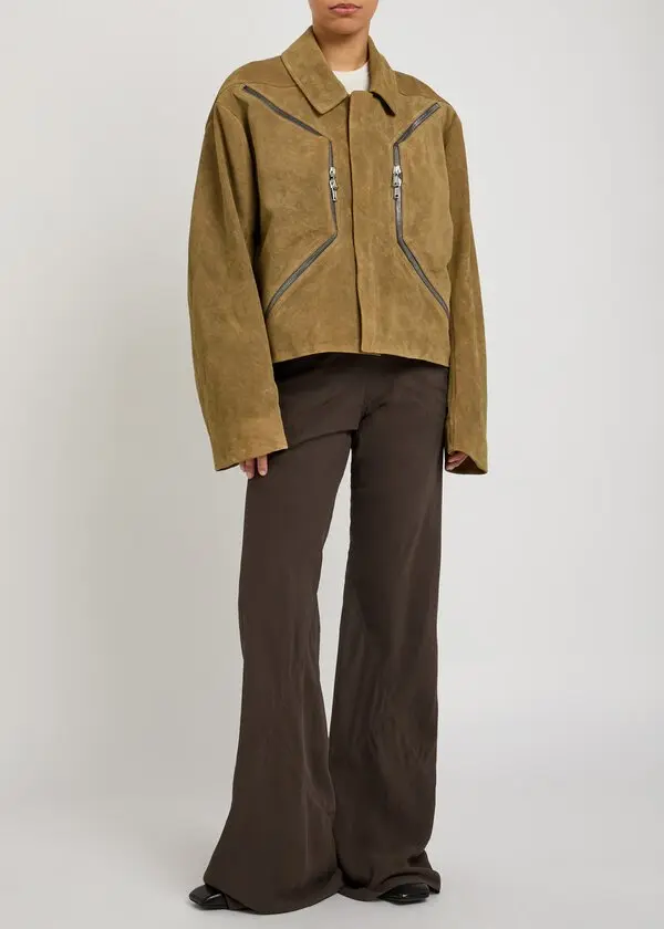 Rick Owens Suede Zip-up Jacket - Brown