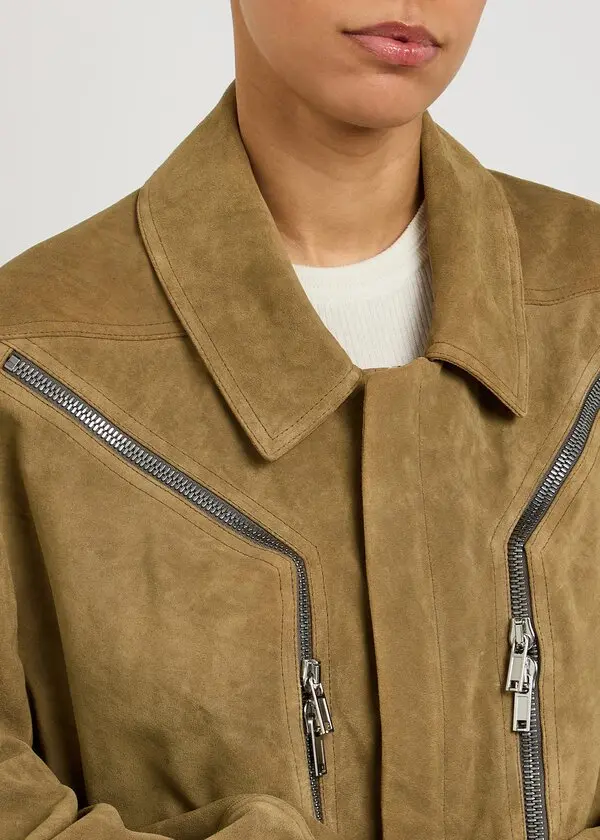 Rick Owens Suede Zip-up Jacket - Brown