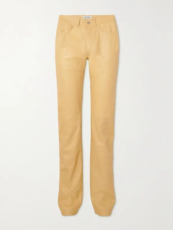 Attico Leather Straight-leg Trousers - Yellow