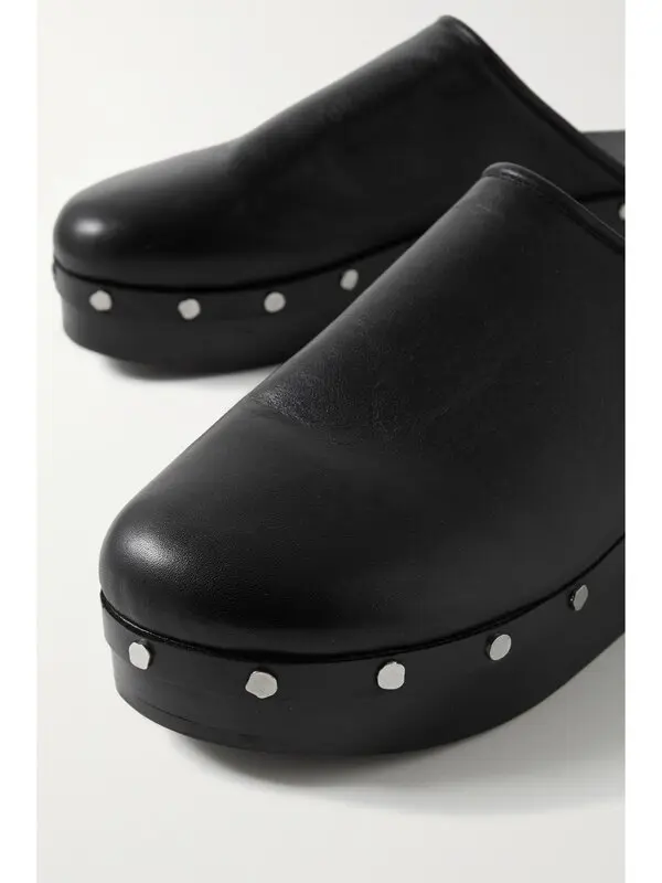 Co Studded Platform Leather Clogs