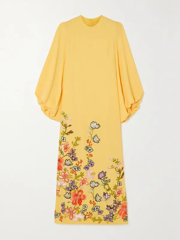 Costarellos Zinnia Embroidered Gown - Yellow