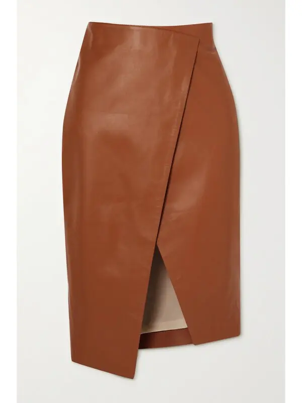 Zeynep Arçay Asymmetrical Leather Wrap Skirt