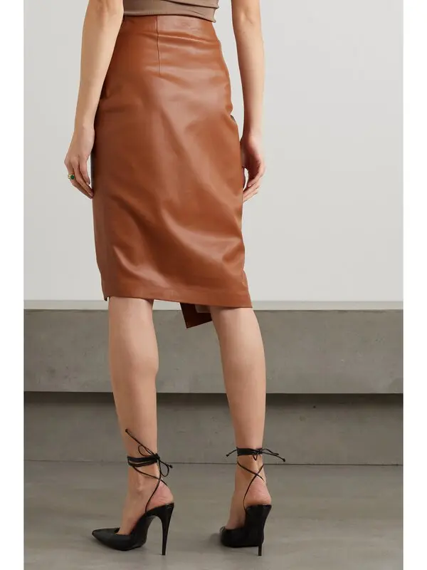 Zeynep Arçay Asymmetrical Leather Wrap Skirt
